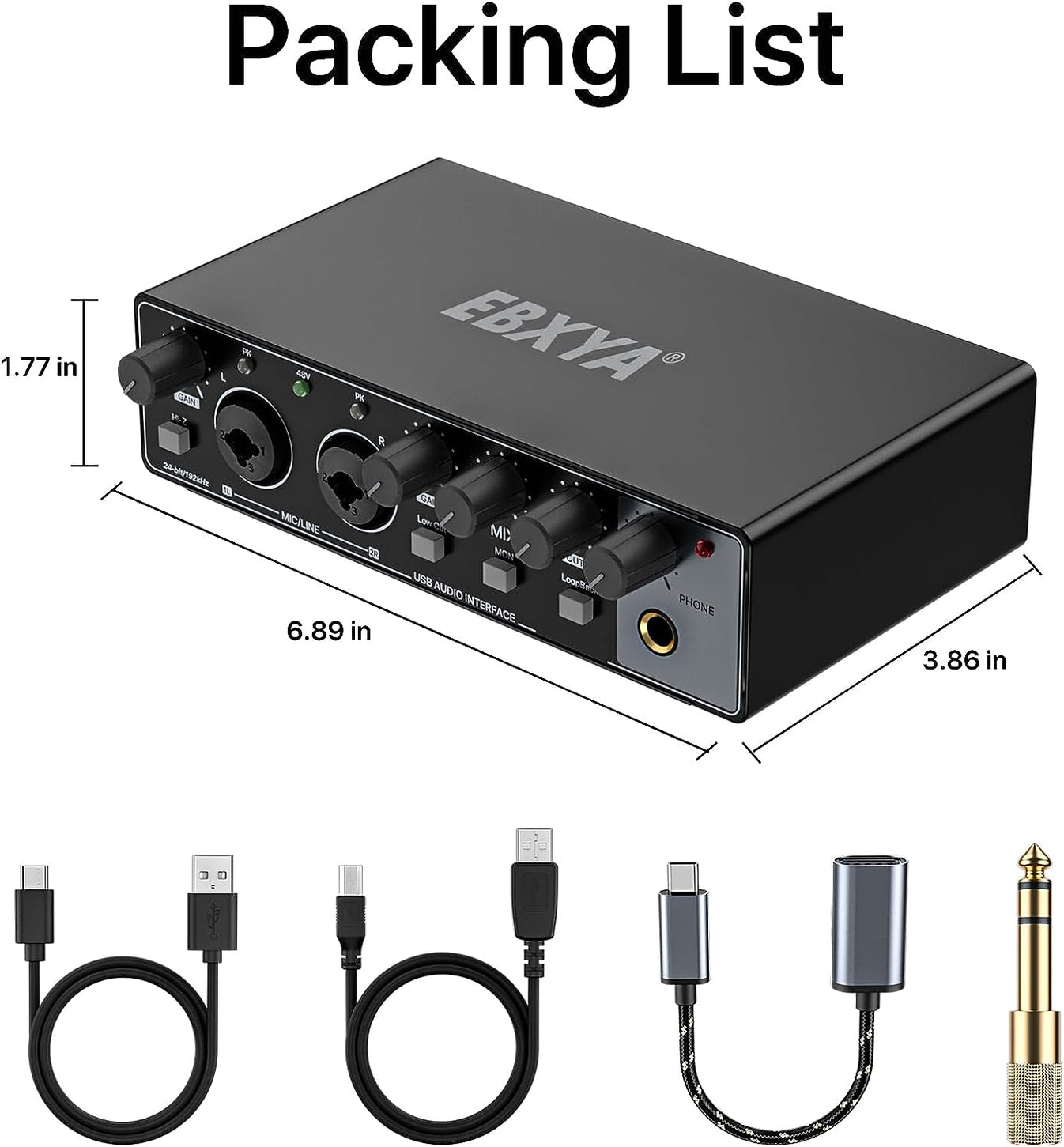 EBXYA 2x2 USB Audio Interface for Recording, Streaming and Podcasting ...